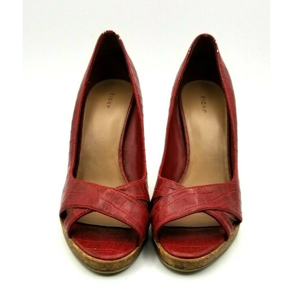 FIONI Clothing | Shoes | Fioni Size 85 Red Faux Snakeskin Red Open Toe ...